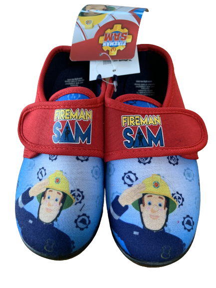 Boys Fireman Sam Slippers Kids Easy Fasten Slipper House Shoes